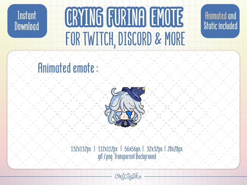 Crying Furina Emote for Twitch, Discord - Animated Genshin Emote - Etsy ...