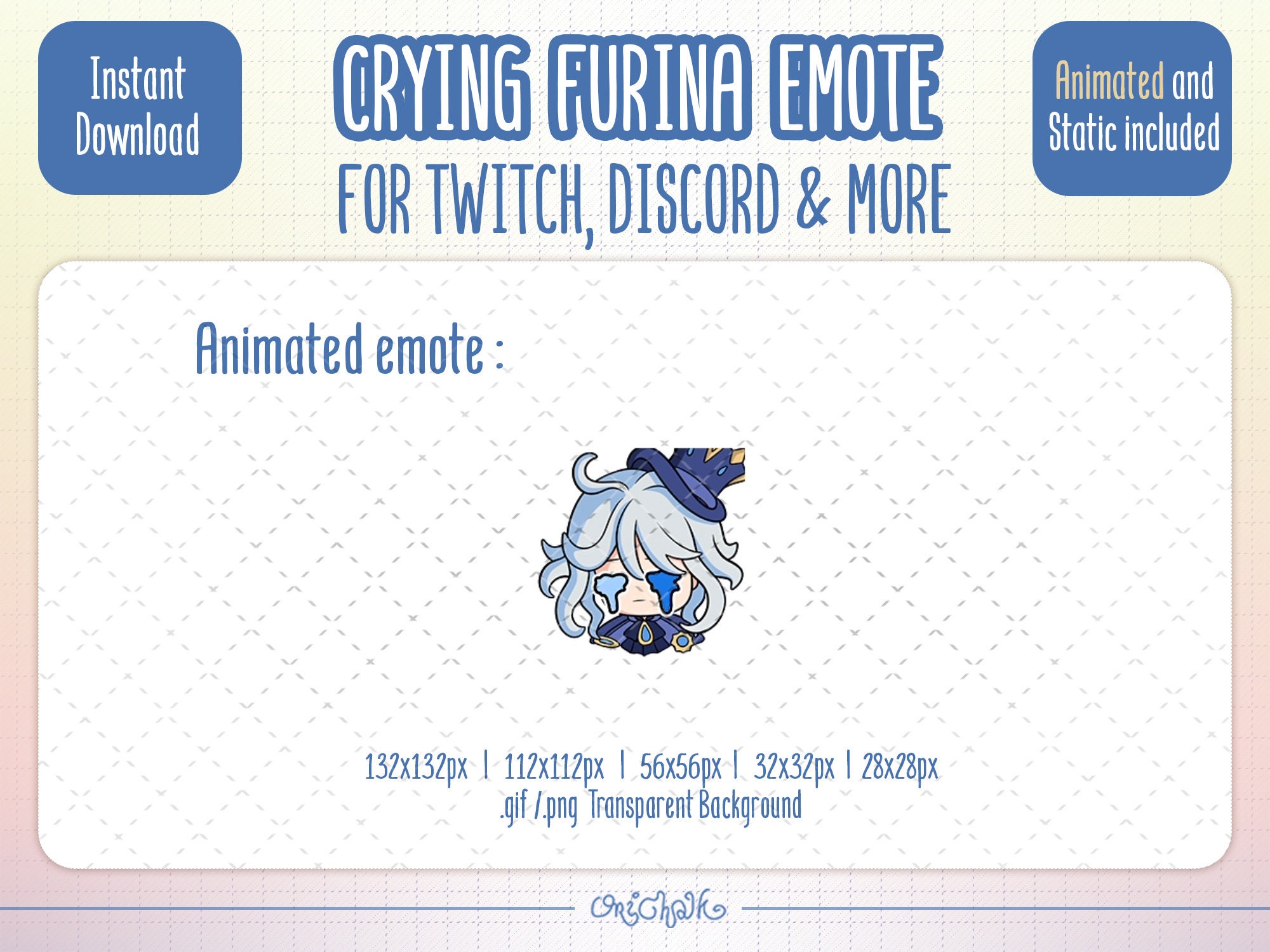 Crying Furina Emote for Twitch, Discord - Animated Genshin Emote - Etsy