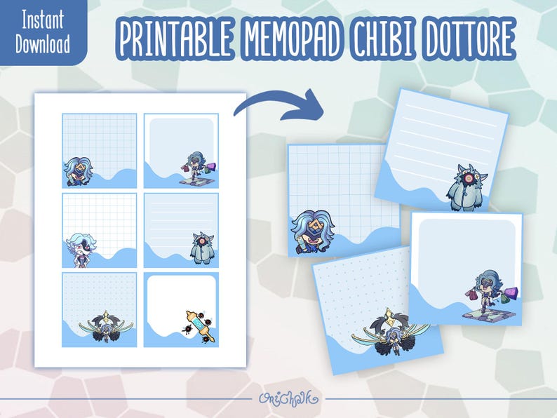Chibi Dottore Printable Memo Pad - Kawaii Genshin Stationary / Planner ...