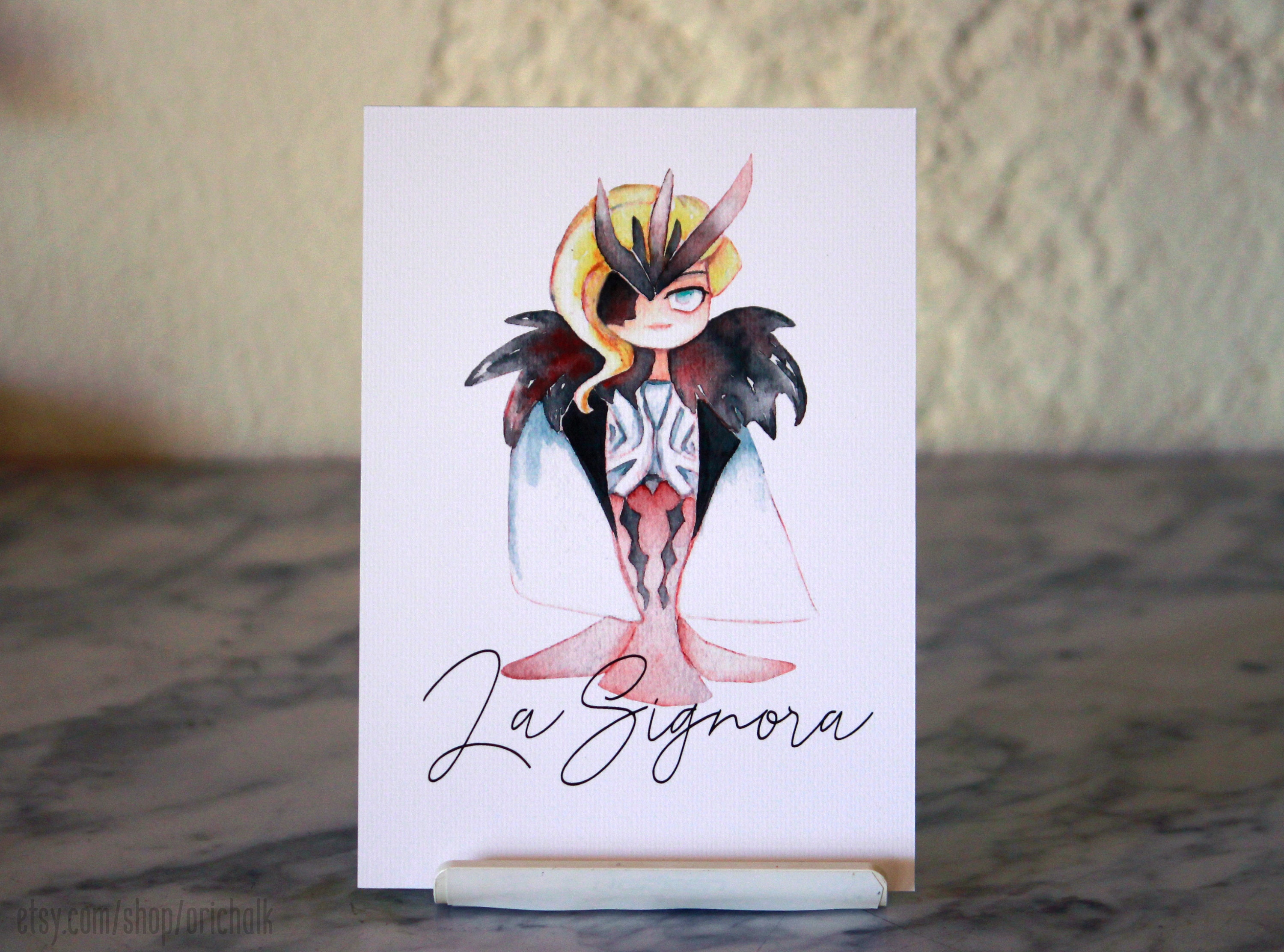 Mini Print, La Signora From Genshin Impact, Watercolor Illustration ...