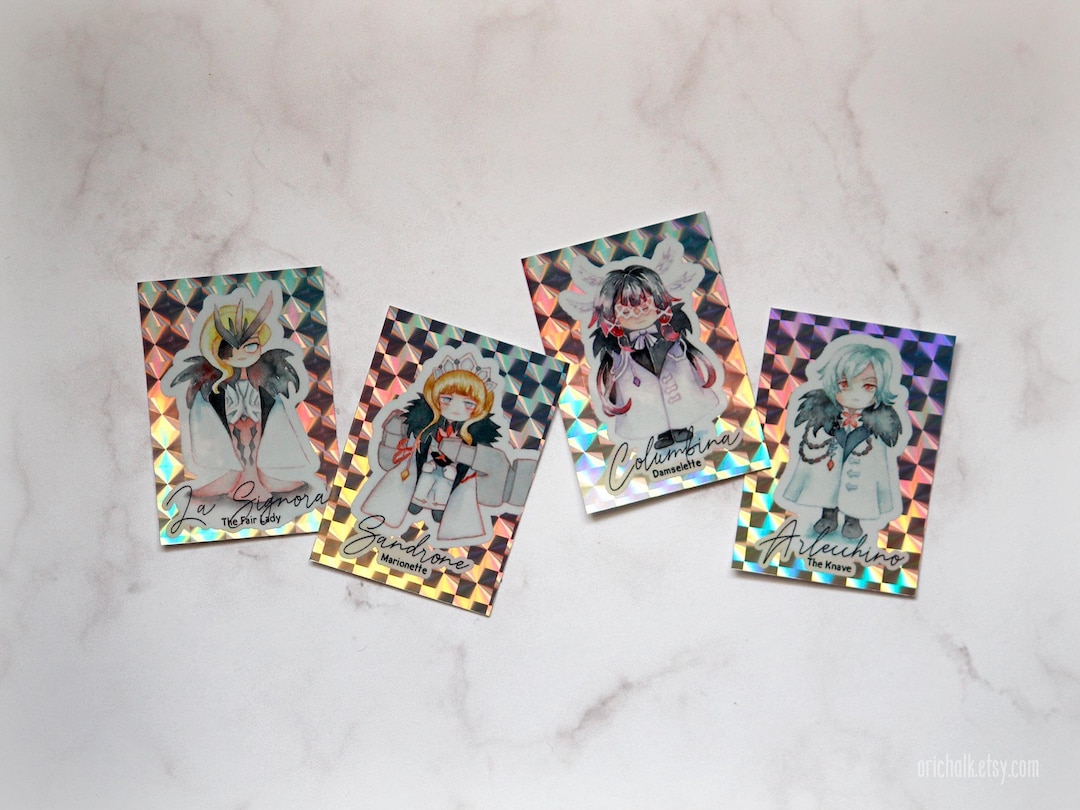 Fatui Girls Sticker Set – 4 Mini Prismatic Vinyl Stickers of Genshin ...