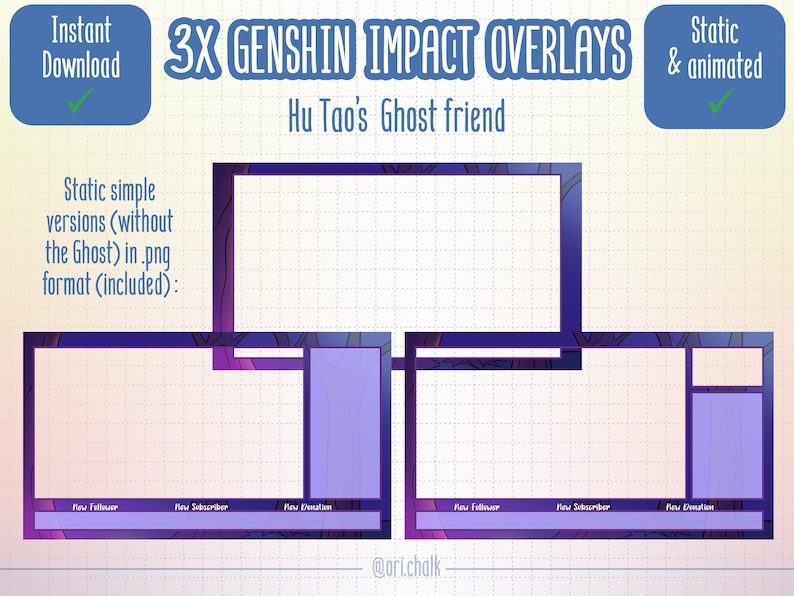 3X Twitch Overlays Hu Tao's Ghost Genshin Impact - Etsy