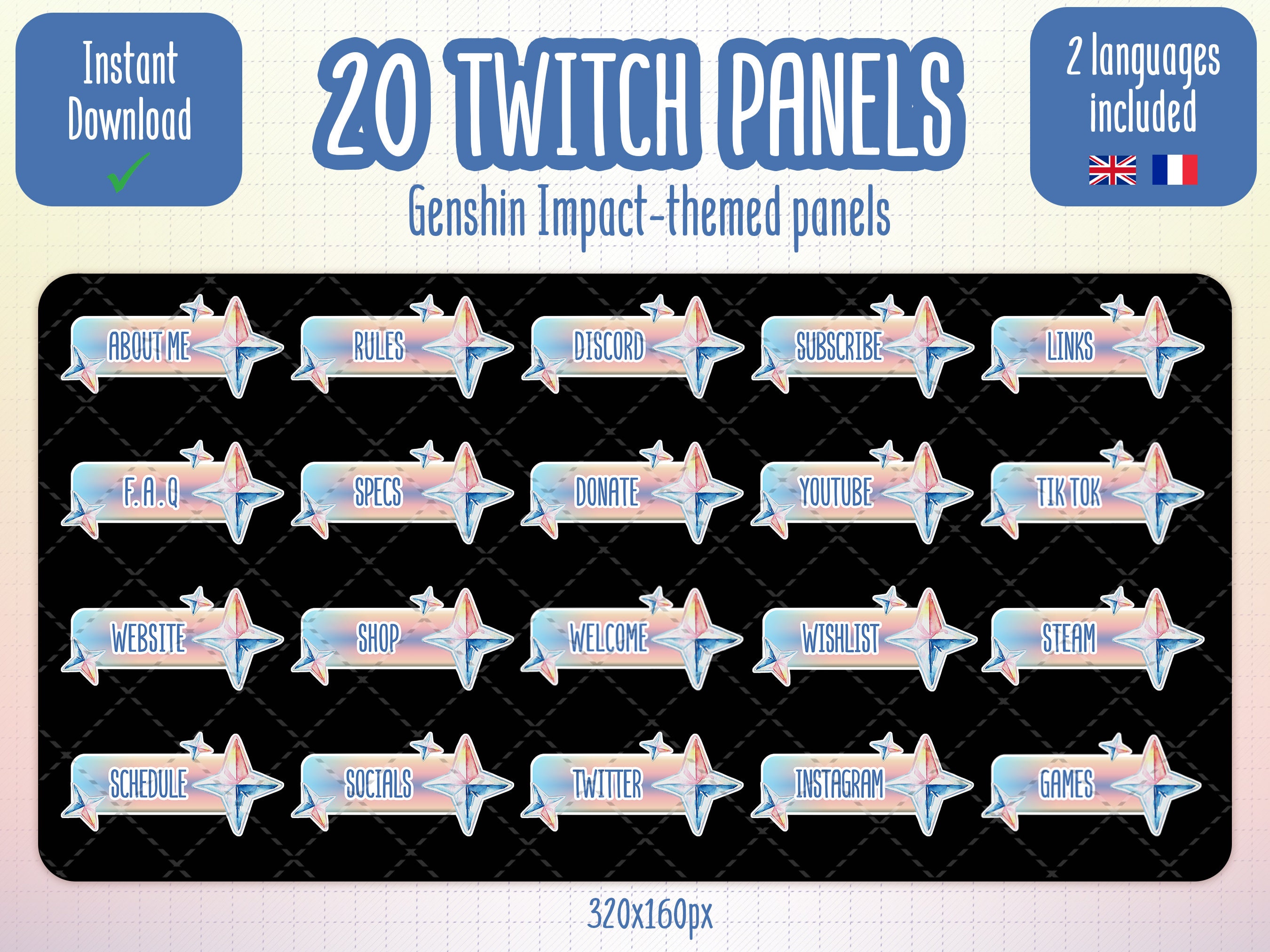 Twitch Panels - Genshin Impact Themed / Primogemm Design / Colorful - Etsy