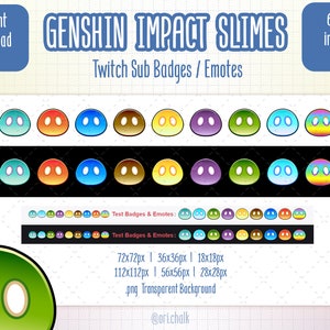 Genshin Impact Slimes Sub Badges / Emotes for Twitch - Clean, Stylish ...