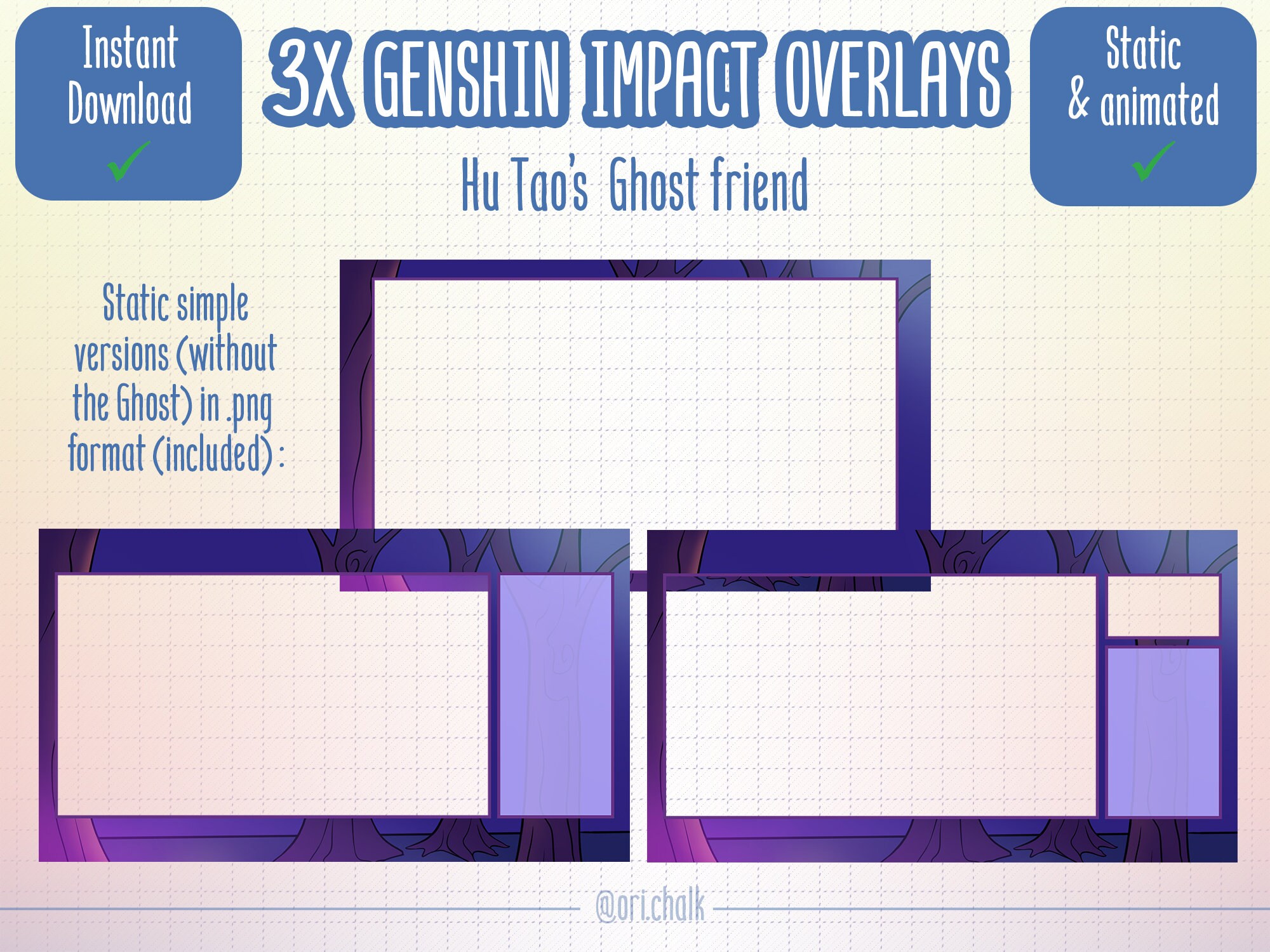3X Twitch Overlays Hu Tao's Ghost Genshin Impact - Etsy