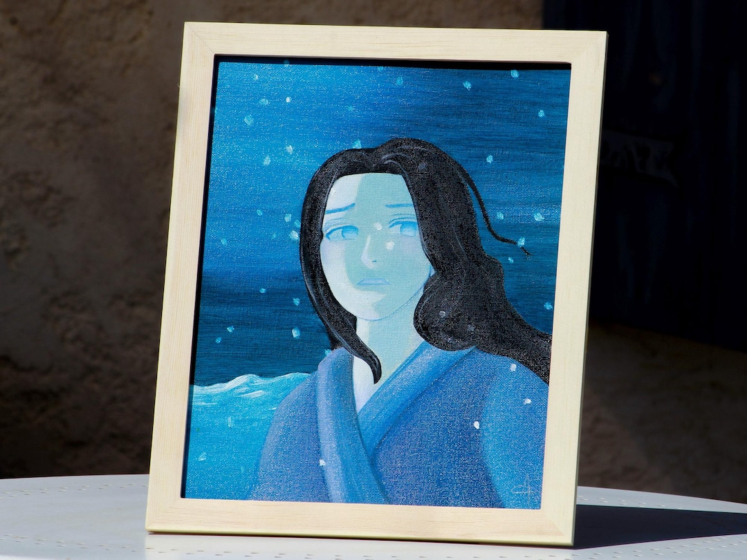 Yuki Onna yokai Original Framed Oil Painting, 24x30cm Japanese Folklore ...