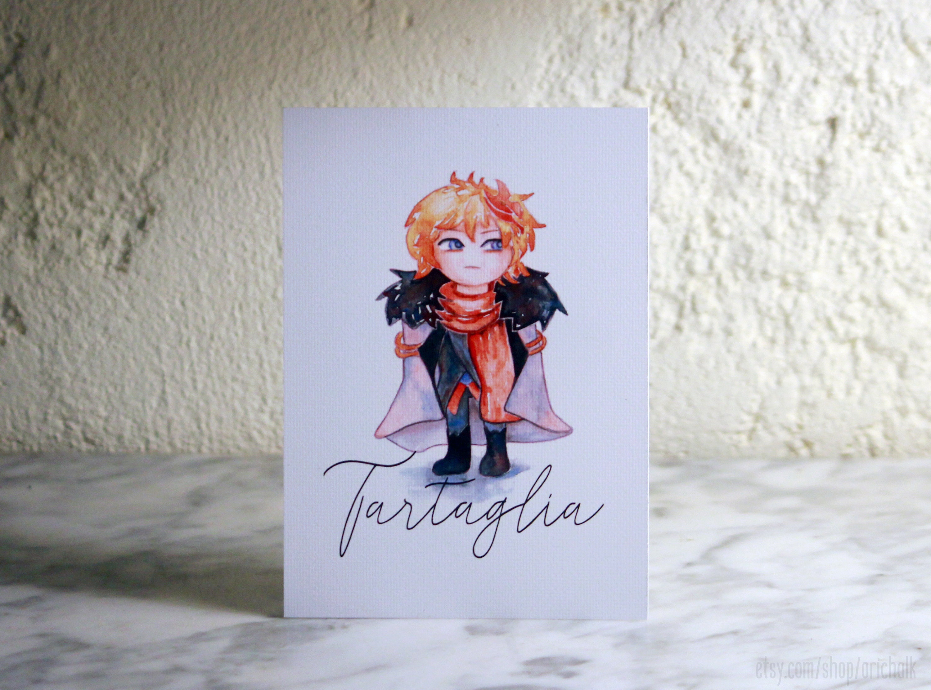 Tartaglia Art Print A6 Format From Genshin Impact, Watercolor ...