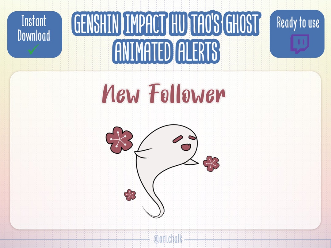 Animated Alerts for Twitch, Hu Tao Ghost From Genshin Impact, Kawai ...