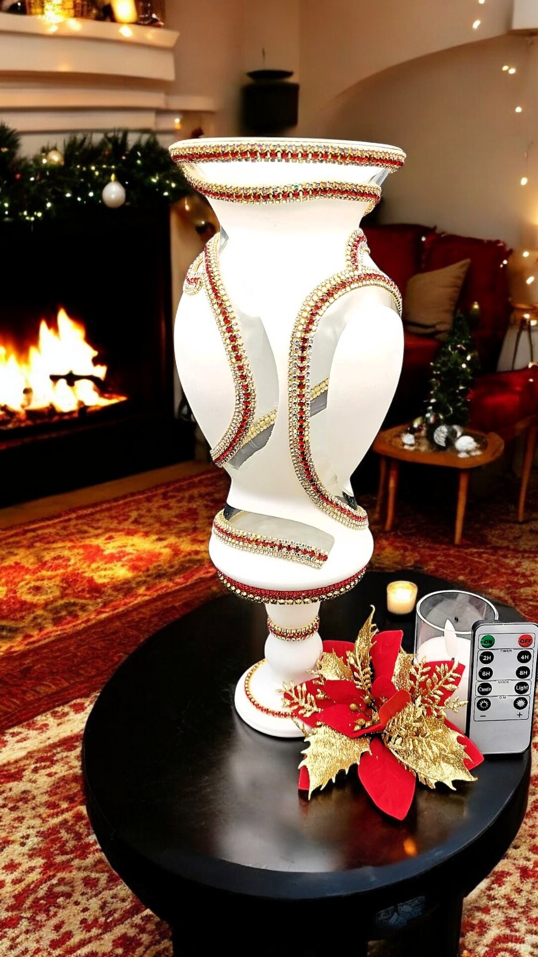 Flameless Candle Holder Centerpiece, Elegant 13 Aspen Collection Bling ...
