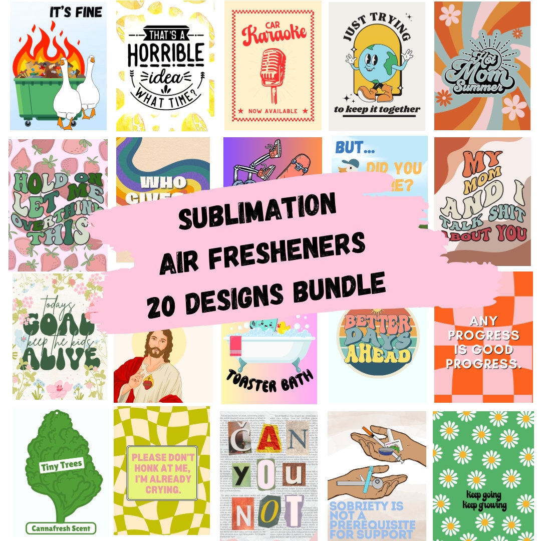 Sublimation Car Air Fresheners, 20 Design Bundle, Digital Download ...