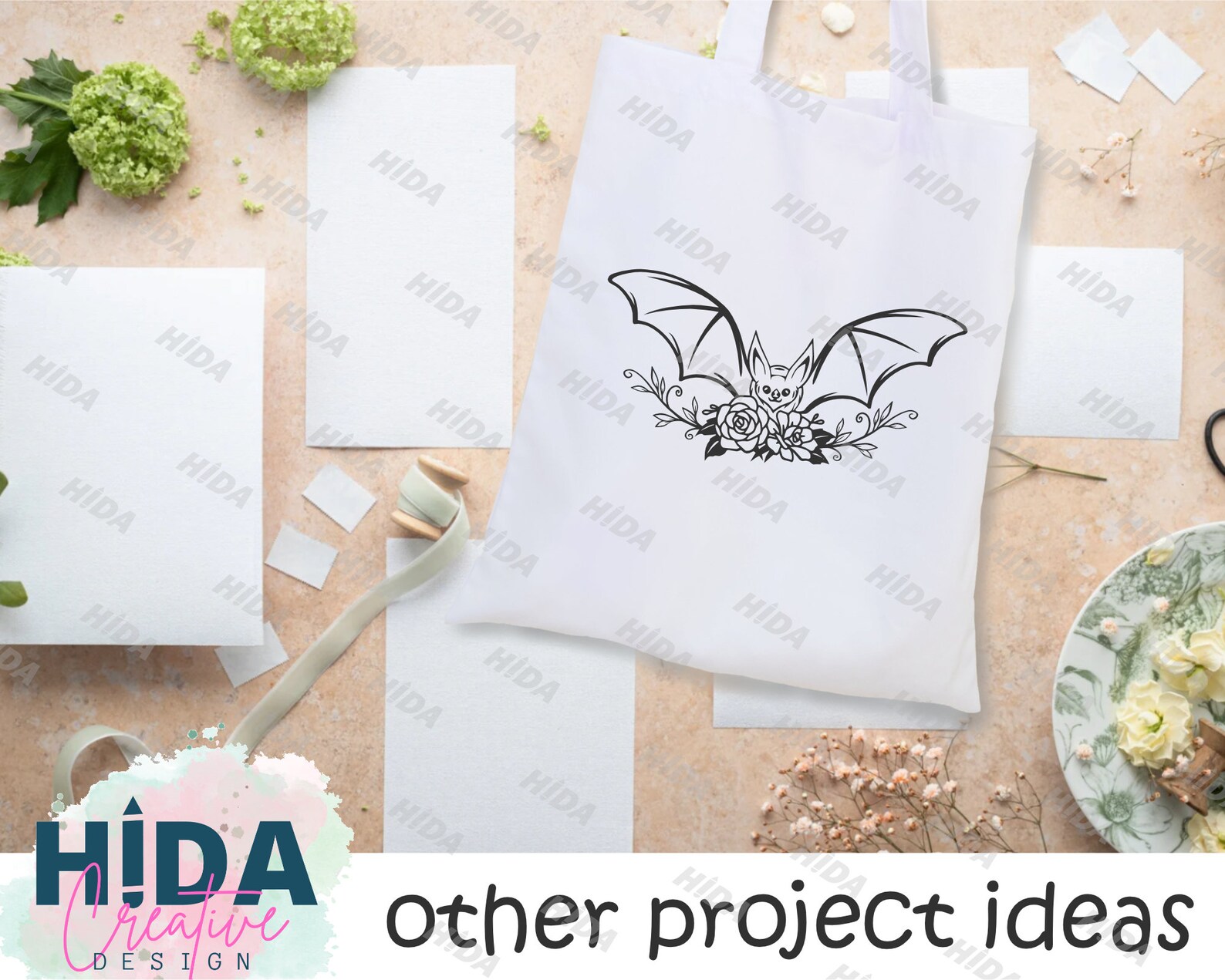 Floral Bat SVG, Cute Bat With Flower Svg, Baby Bat Svg, Bat Cut File ...