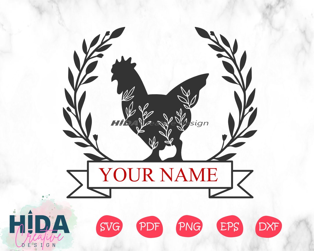 Hen Monogram Frame SVG Hen Wreath Svg Farmer Market Sign - Etsy