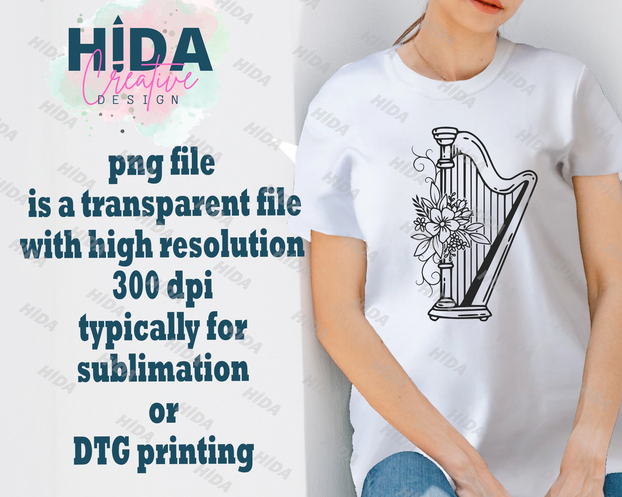 Harp SVG File Floral Harp Svg Flower Harp Svg Cut File Harp - Etsy