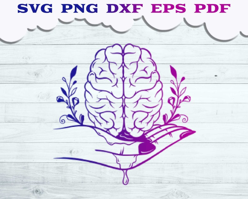 Brain With Flower SVG Floral Brain Svg Hand Holding Brain - Etsy