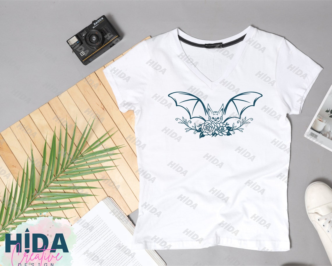 Floral Bat SVG Cute Bat With Flower Svg Flower Bat Bat Cut - Etsy