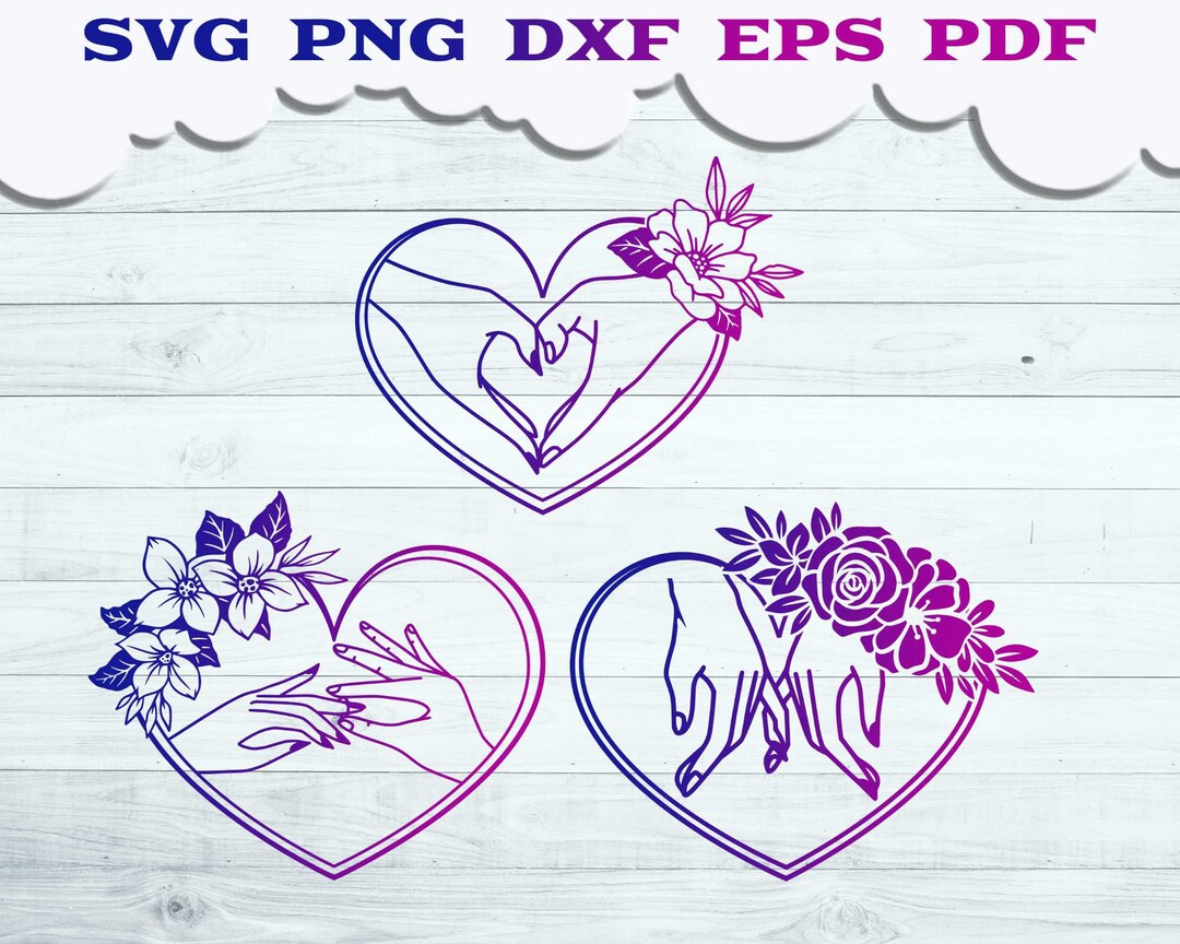 Hand Couple SVG Bundle, Floral Love Hand Svg, Couple Hand With Flower ...