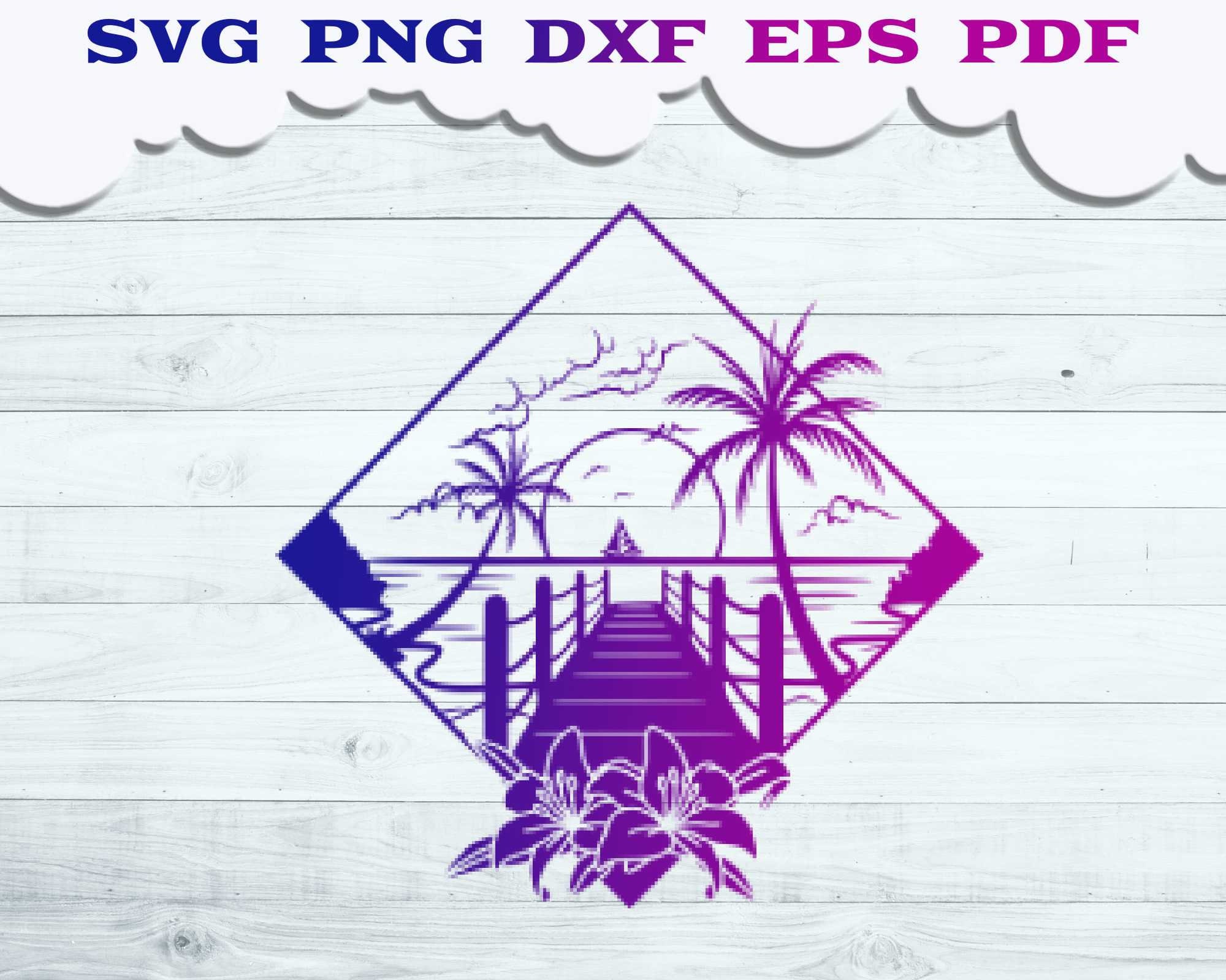 Beach SVG Beach Scene Svg Sea Summer Svg Beach With Square - Etsy