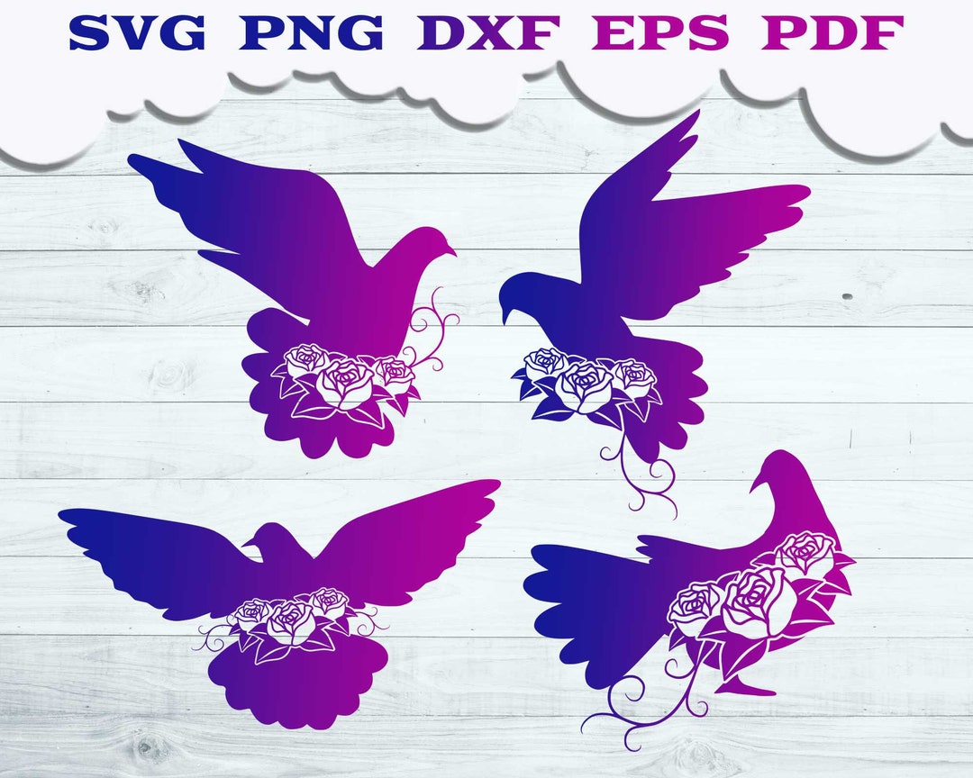 Taube Silhouette SVG Bundle, Floral Taube svg, Taube mit Blume svg ...