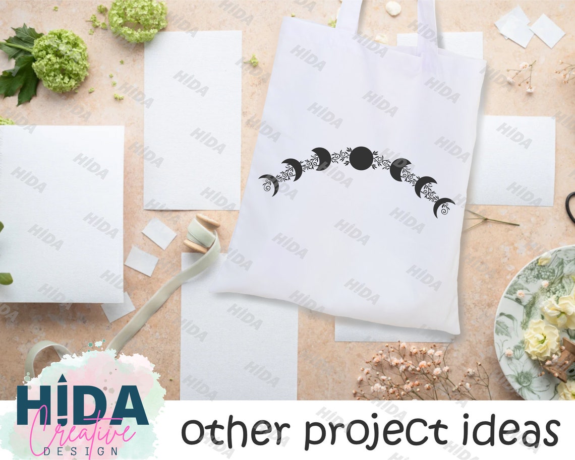 Flower Moon Phase SVG Bundle, Moon Phase Svg, Boho Moon Svg, Mystic ...