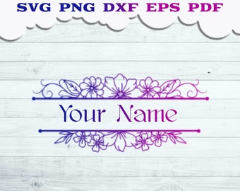 Split Floral Frame Svg, Floral Border Svg, Floral Frame Svg, Wedding ...