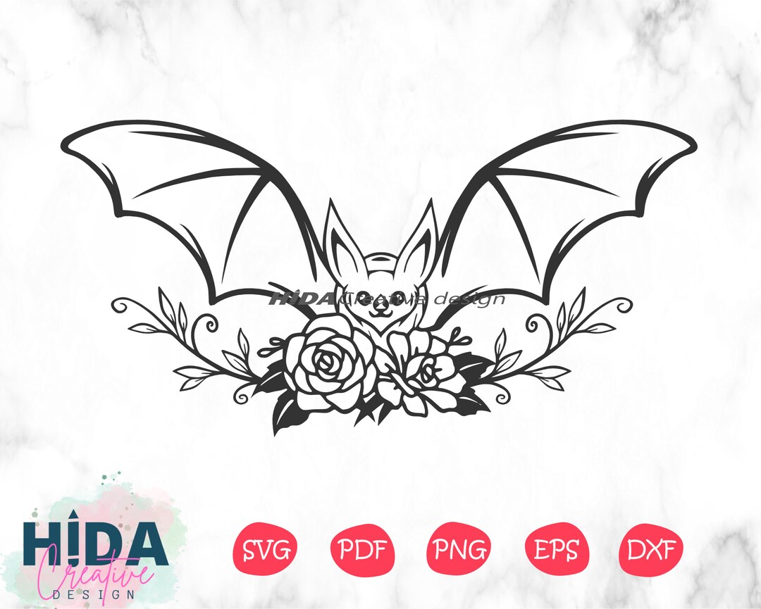 Floral Bat SVG Cute Bat With Flower Svg Flower Bat Bat Cut - Etsy