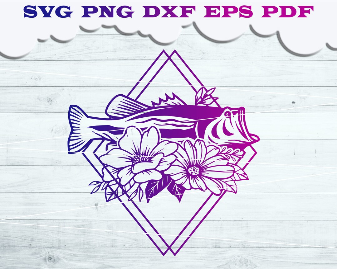 Bass Fish SVG, Flower Bass Fish Svg, Floral Bass Fish Svg, Bass Cut ...