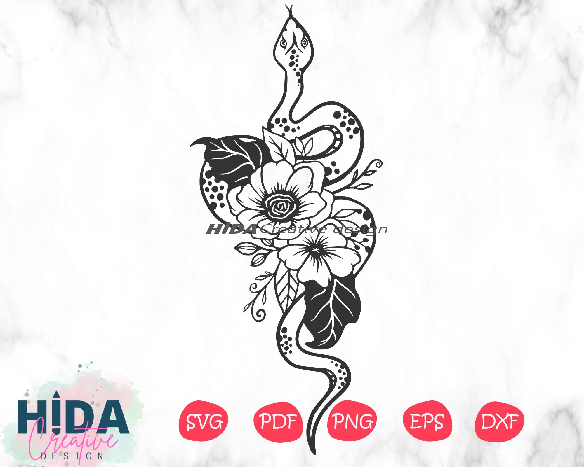 Floral Snake SVG File Snake Cut File Snake With Flower Svg - Etsy Australia