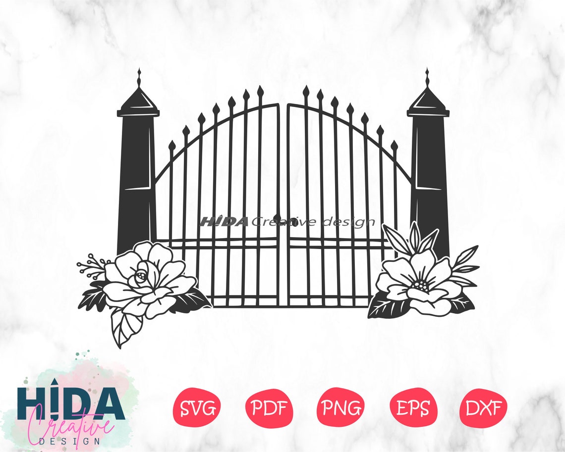 Floral Gate SVG Gate With Flower Svg Vintage Gate Svg Iron - Etsy