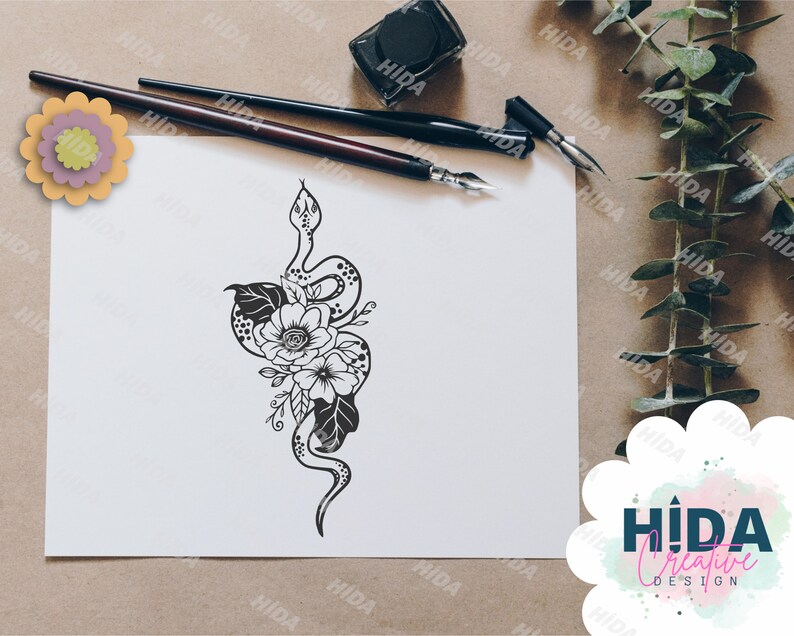 Floral Snake SVG File Snake Cut File Snake With Flower Svg - Etsy