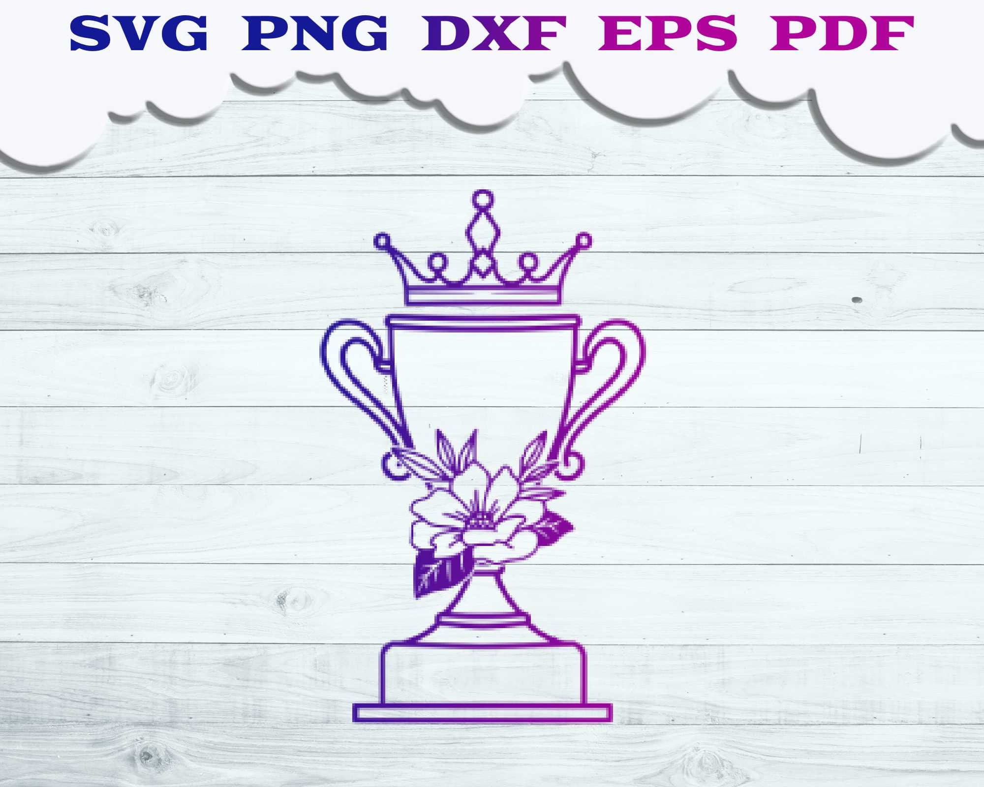 Floral Trophy SVG Trophy With Flower Svg Floral Trophy Cut - Etsy
