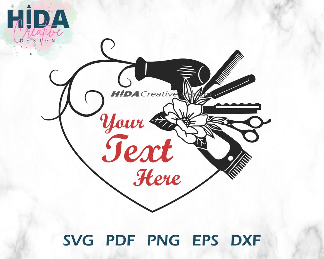 Hair Salon SVG Floral Hair Salon Tool With Heart Svg Hair - Etsy