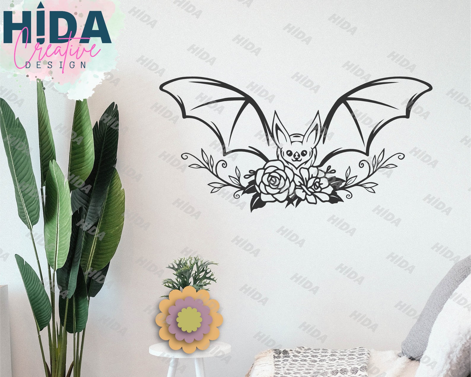 Floral Bat SVG Cute Bat With Flower Svg Flower Bat Bat Cut - Etsy