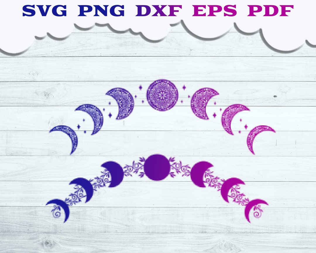 Flower Moon Phase SVG Bundle, Moon Phase Svg, Boho Moon Svg, Mystic ...