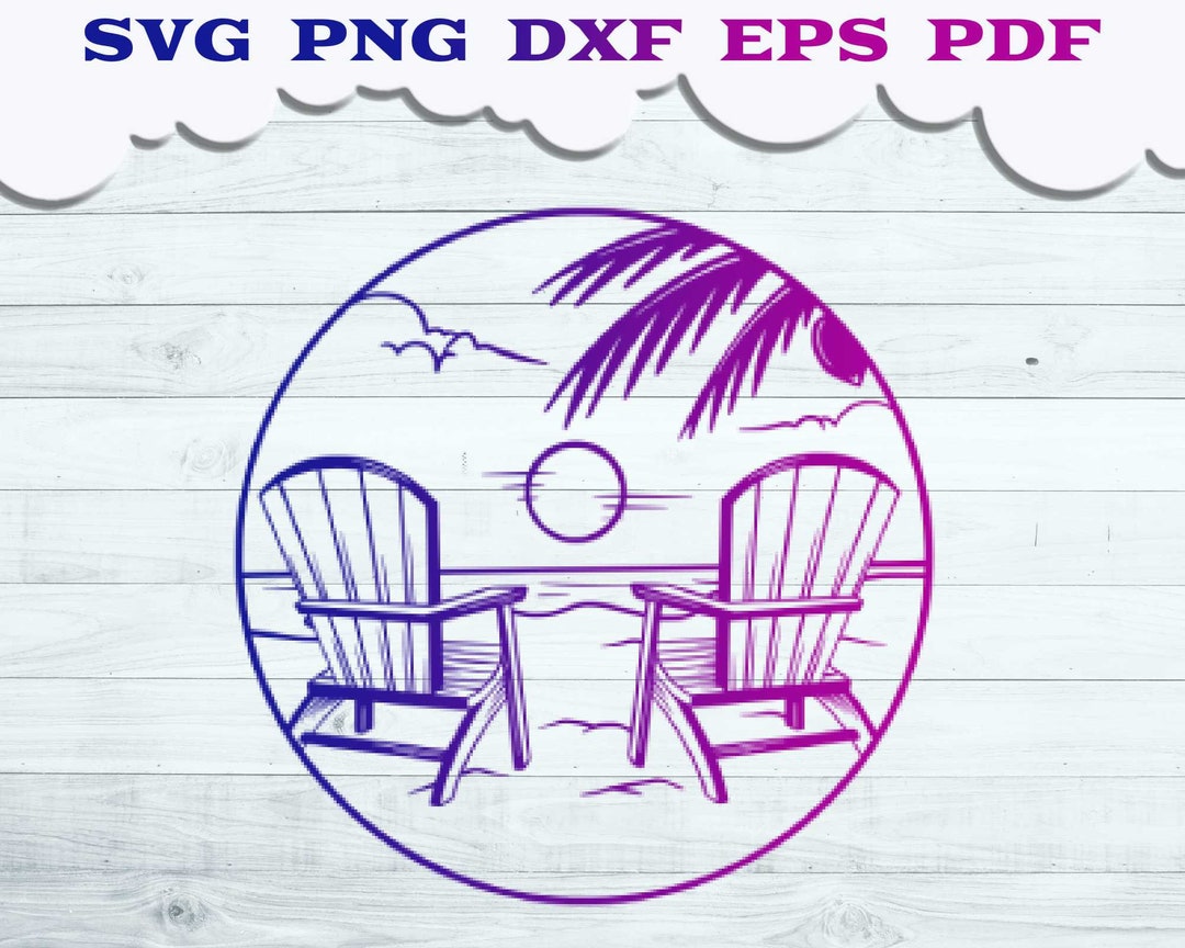 Adirondack Svg, Lounge Chair Svg, Chair With Sunset Svg, Beach Chair ...