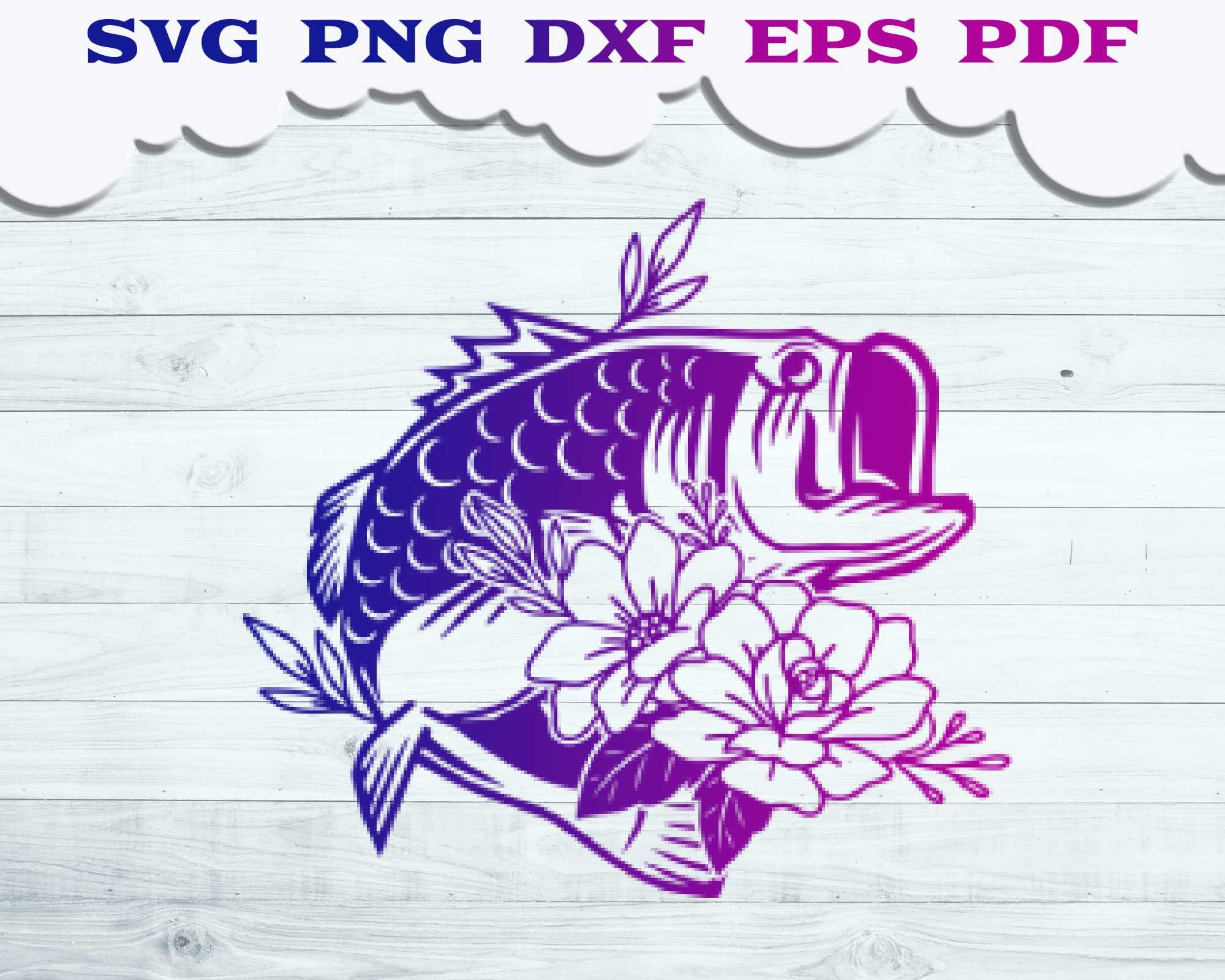 Floral Bass Fish SVG Bass Fish With Flower Svg Bass Fish - Etsy