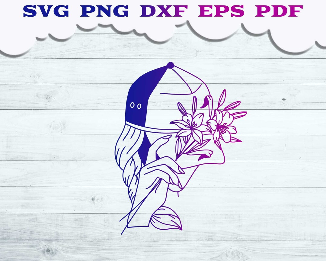 Woman Hat Svg, Woman Hat Holding Flower Svg, Woman Long Braid Svg ...