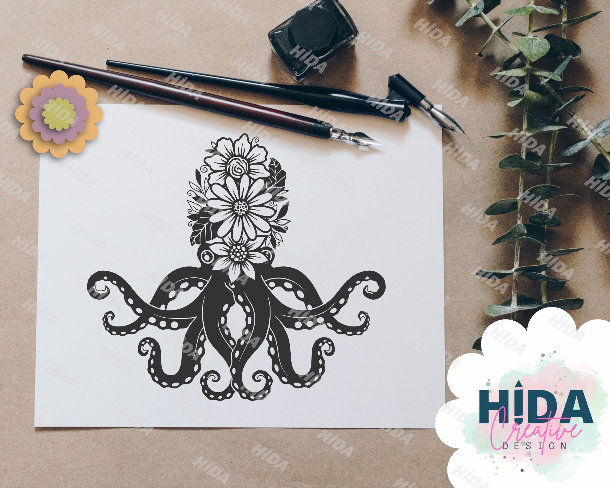Floral Octopus SVG Octopus Flower Head Svg Flower Octopus - Etsy