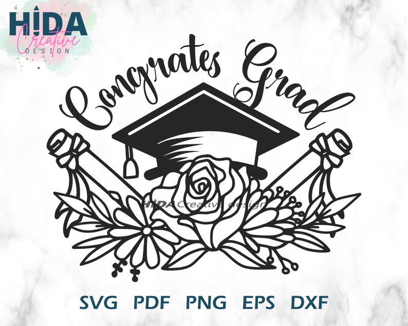 Congrats Grad SVG Graduate Cap Svg Floral Cap Svg - Etsy