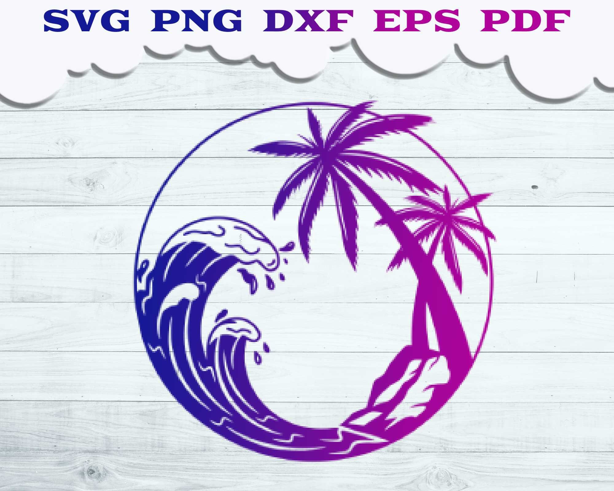 Wave Scene SVG Wave Summer Svg Wave With Palm Tree Svg Wave - Etsy