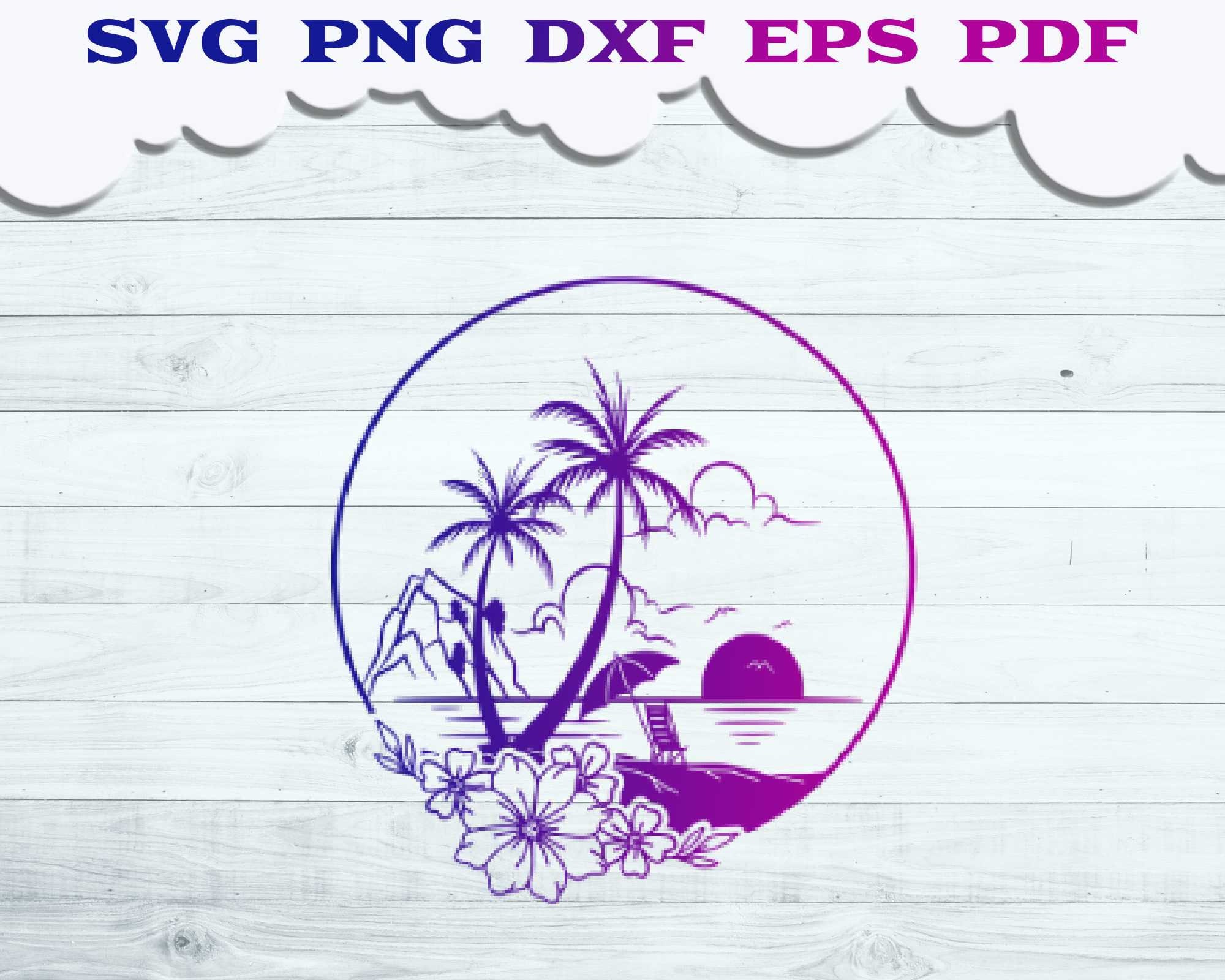 Sea Scene SVG, Beach Scene Svg, Ocean Svg, Adirondack Chair With Flower ...