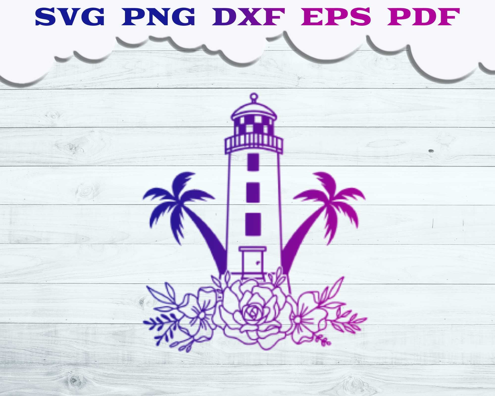 Archivo SVG del faro, Faro floral svg, Faro con flor Svg, Faro del ...