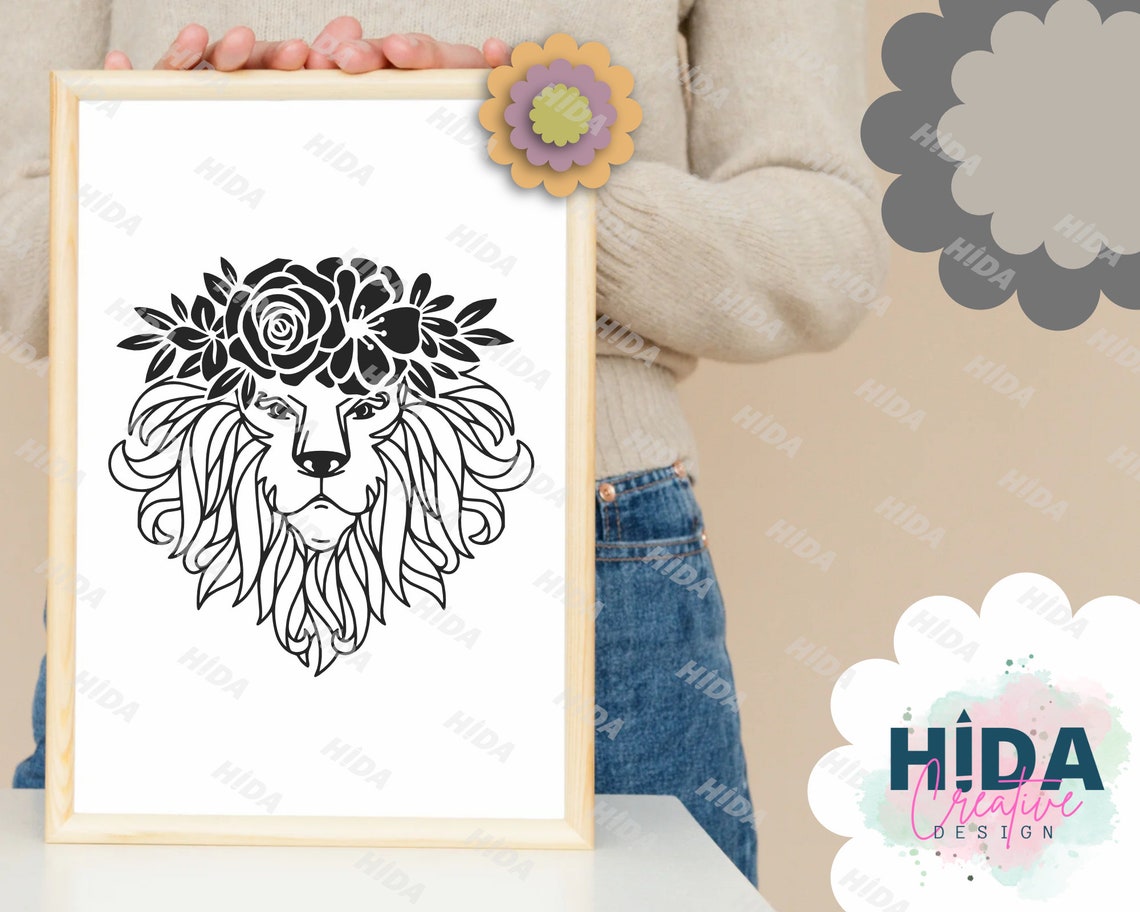 Lion SVG File, Floral Lion Svg, Lion Head Svg, Lion Face Svg, Wild Life ...