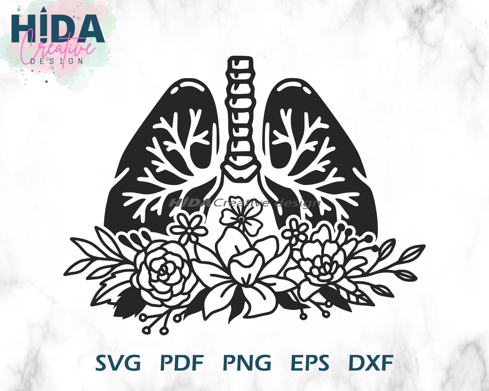 Floral Lung SVG Human Lung Svg Lungs Svg Flower Lung Svg - Etsy