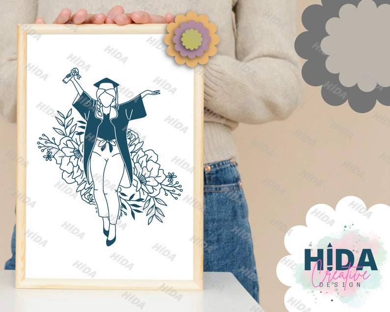 Graduation Girl SVG Graduate Wearing Black Cap and Gown Svg - Etsy