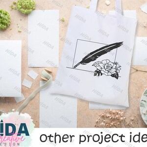 Feather Pen SVG, Feather Pen With Flower Svg, Quill Svg, Floral Quill ...