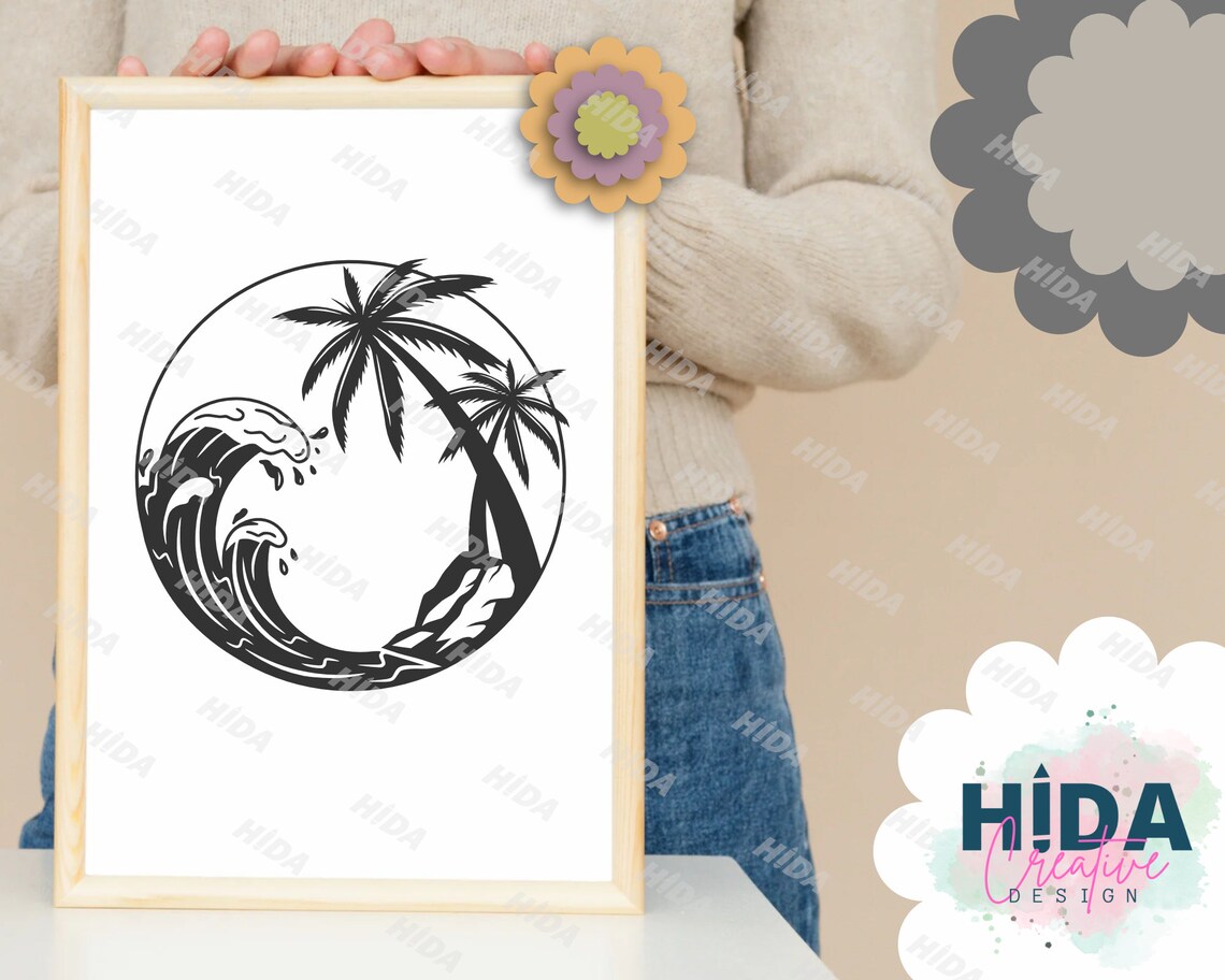 Wave Scene SVG Wave Summer Svg Wave With Palm Tree Svg Wave - Etsy