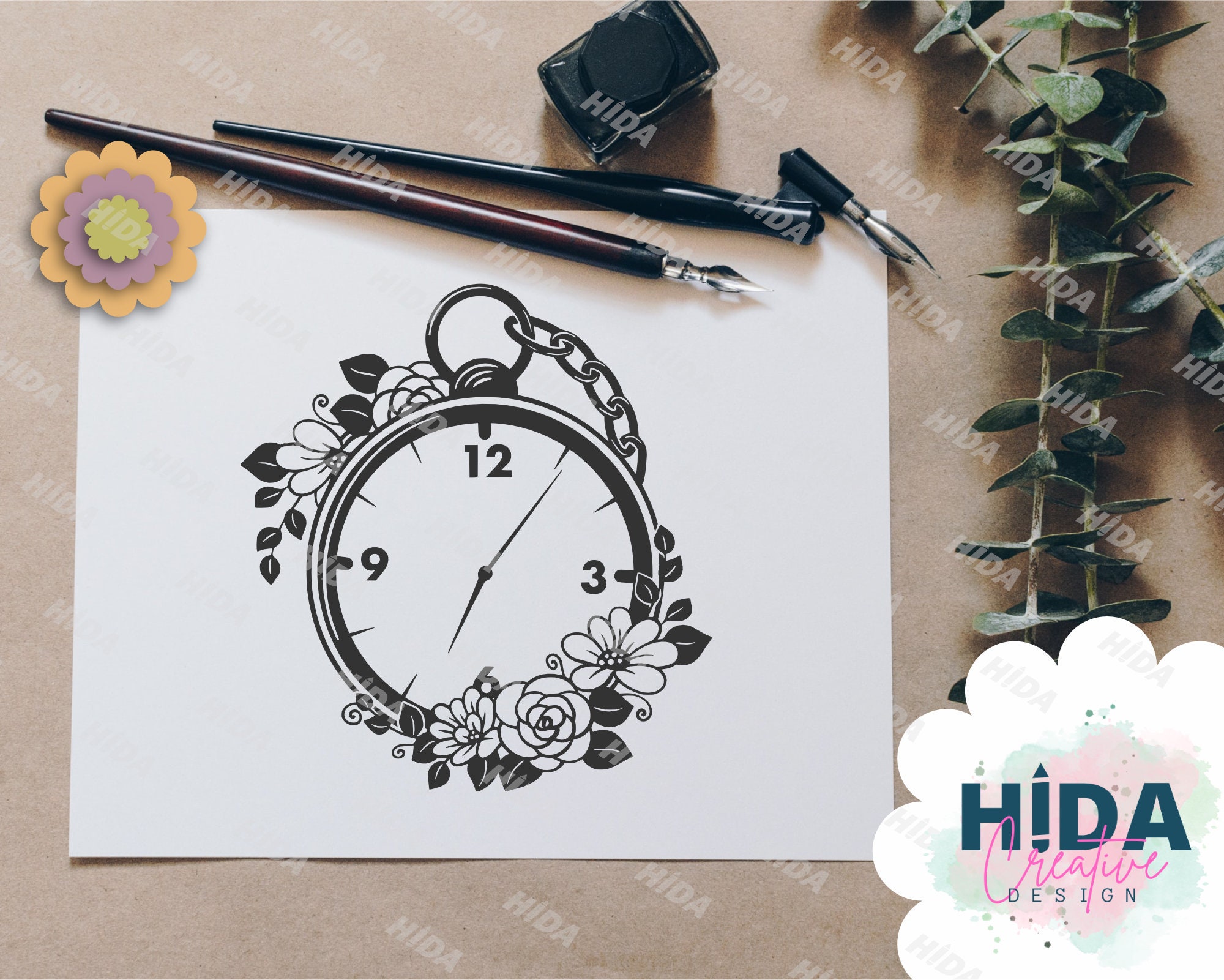 Pocket Watch SVG File, Vintage Pocket Watch Svg, Floral Pocket Watch ...