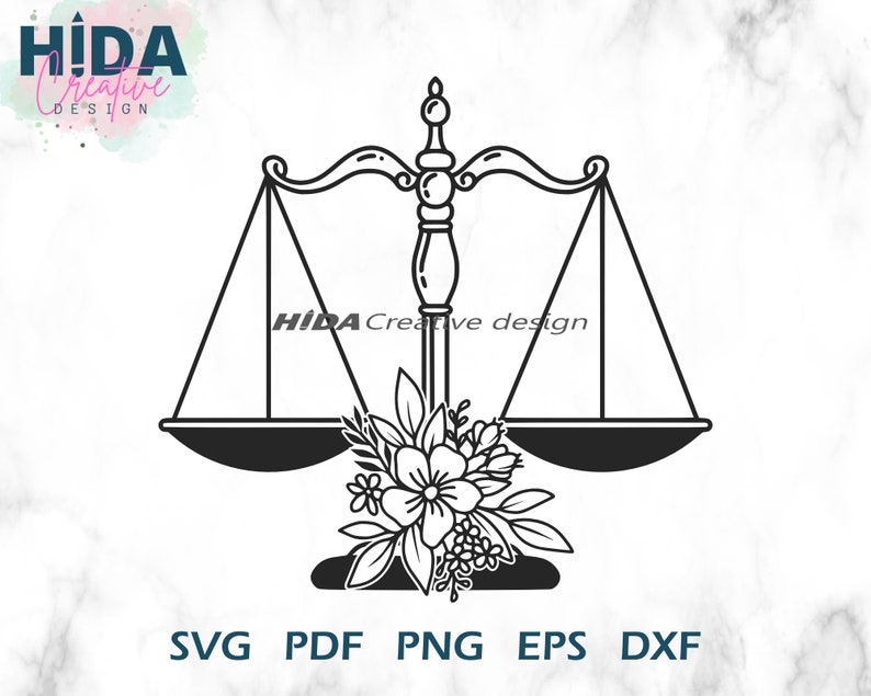 Scale SVG File Floral Justice Scale Svg Law and Justice - Etsy India