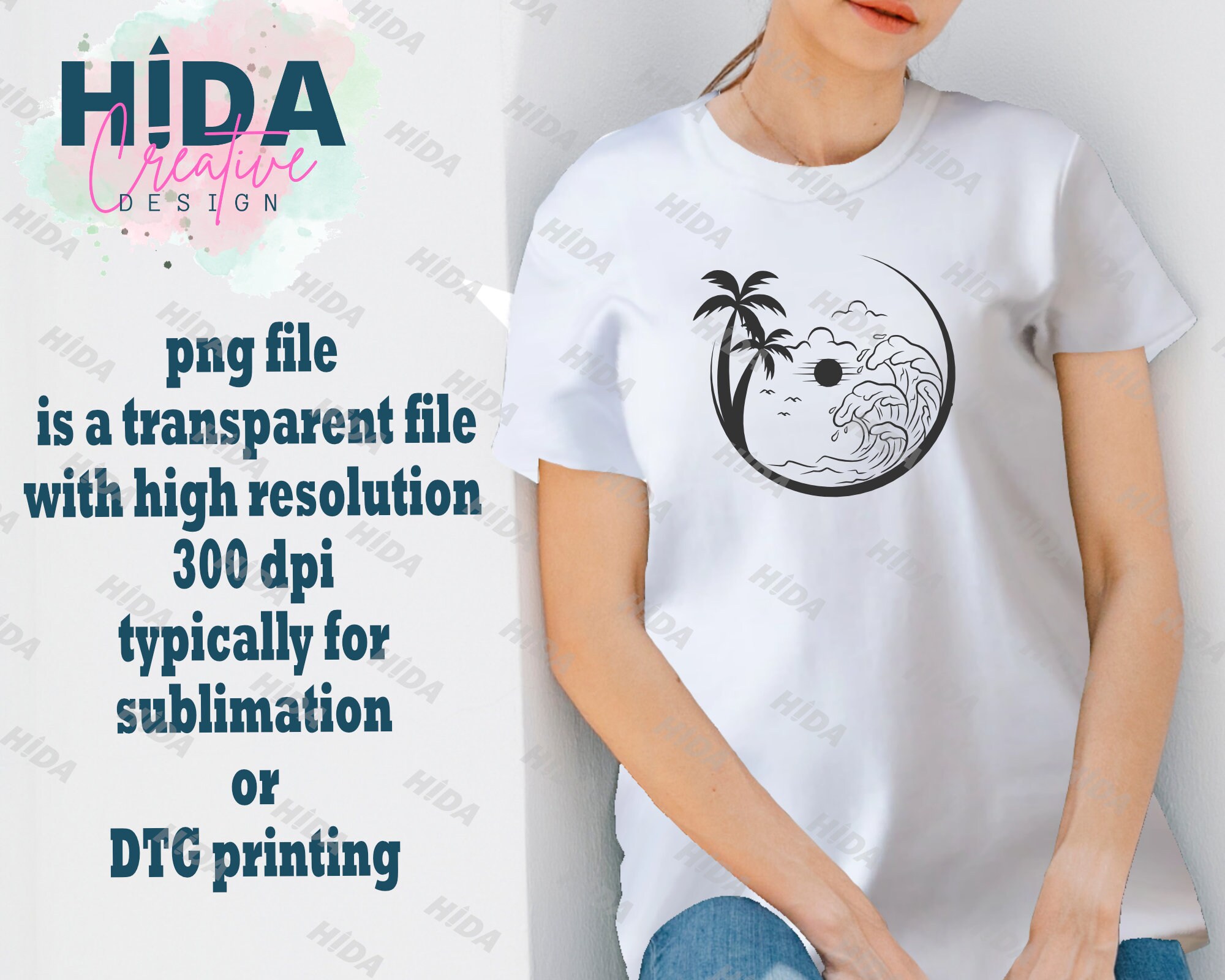 Wave SVG File, Wave Summer Scene Svg, Wave With Half Moon Svg, Wave Cut ...