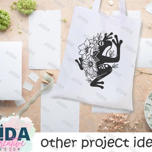 Frog SVG, Floral Frog With Flower Svg, Flower Frog Silhouette, Frog Cut ...